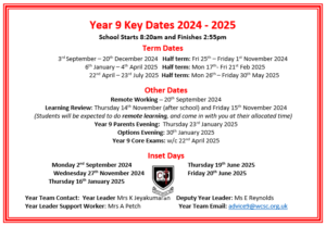 Key Dates For Year 9 Parents – The Winston Churchill School